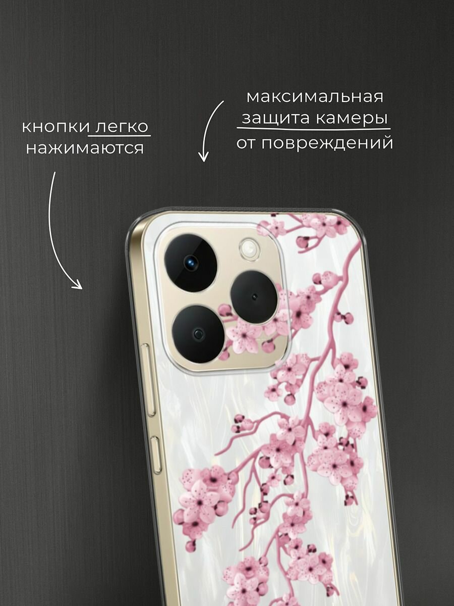 Силиконовый чехол на Realme 15T / Реалми 15Т с принтом Розовая веточка сакуры — фото 1