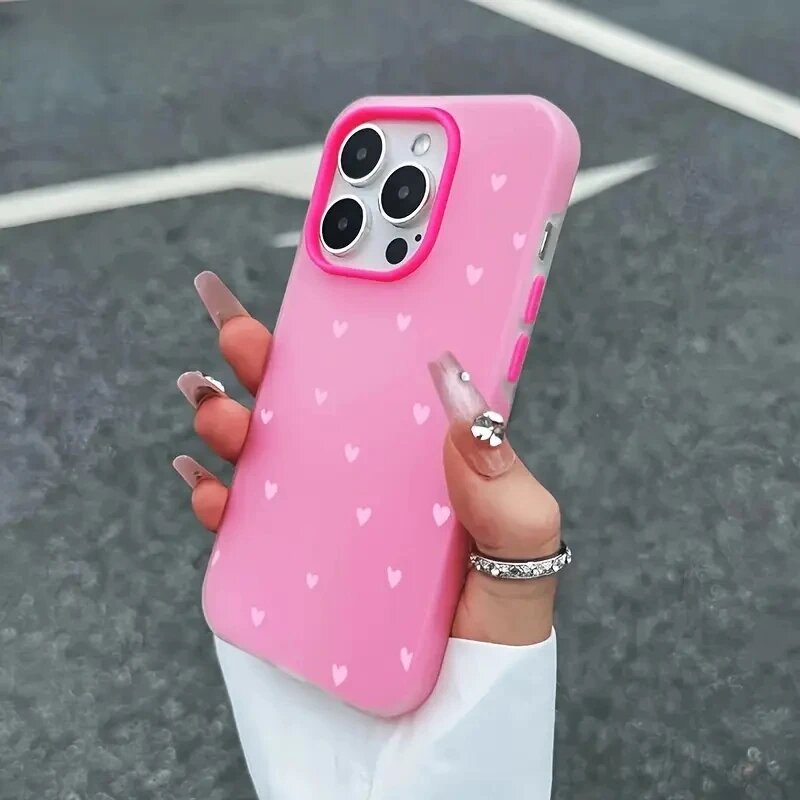 Маленький чехол для телефона Fresh Pink Heart Jelly Color для iPhone 17, 16, 11, 12, 13, 14, 15 Pro Max Air, чехлы для iPhone 16, 15, 14 Plus, чехол