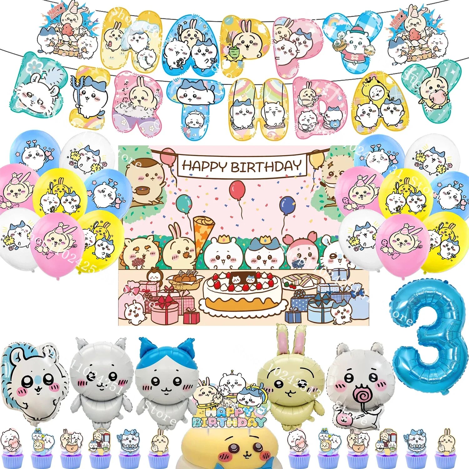 Chiikawa украшения на день рождения, 1set B3