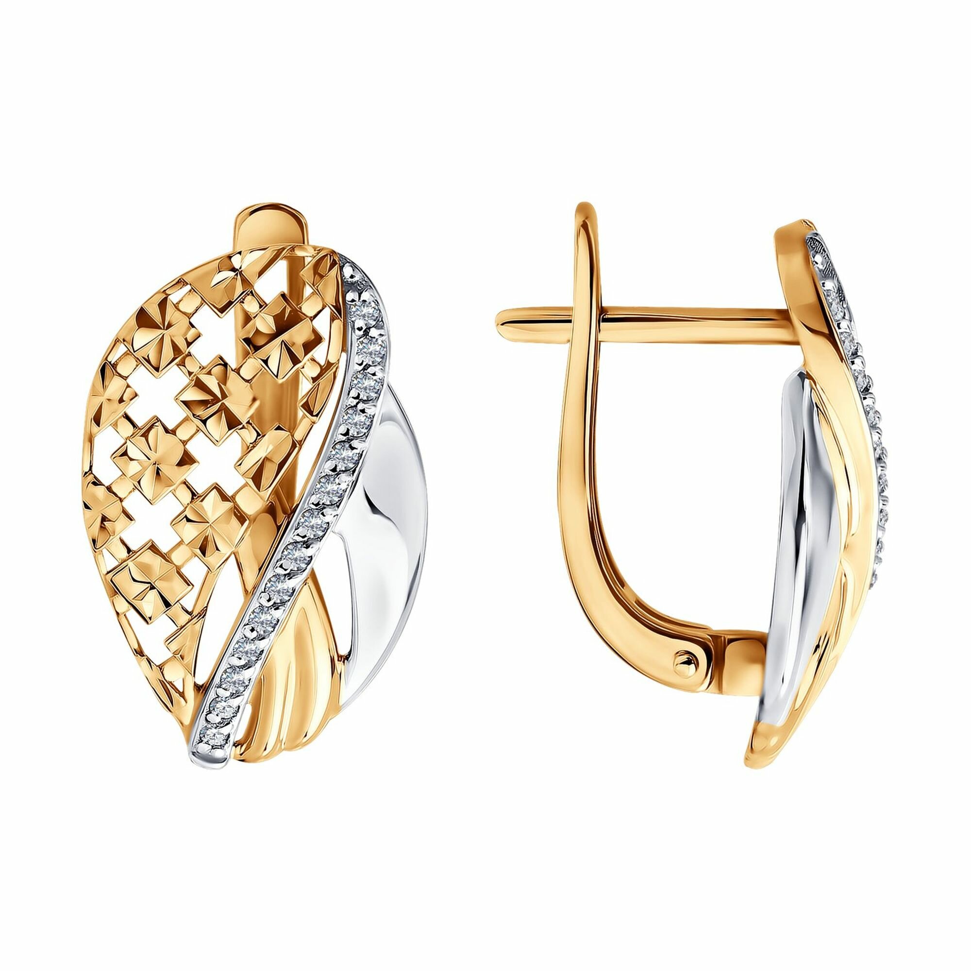 Серьги Diamant online, красное золото, 585 проба, фианит