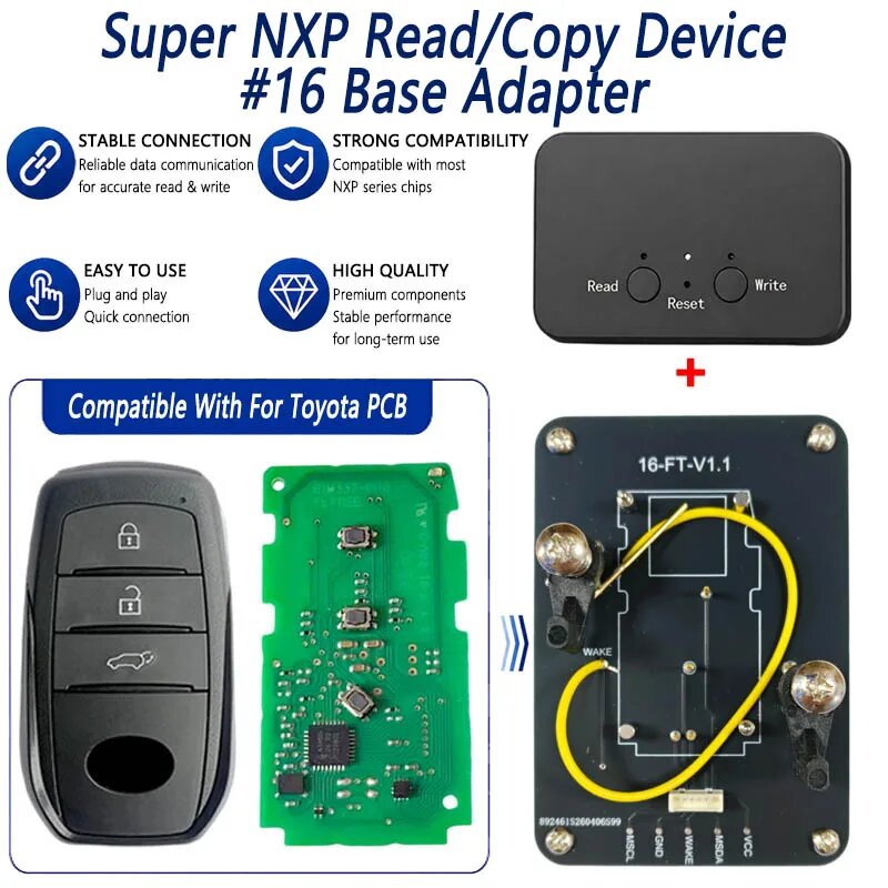 Устройство для чтения и копирования ключей Super NXP Killer 4 No.16 For Toyota, Only Base Adapter