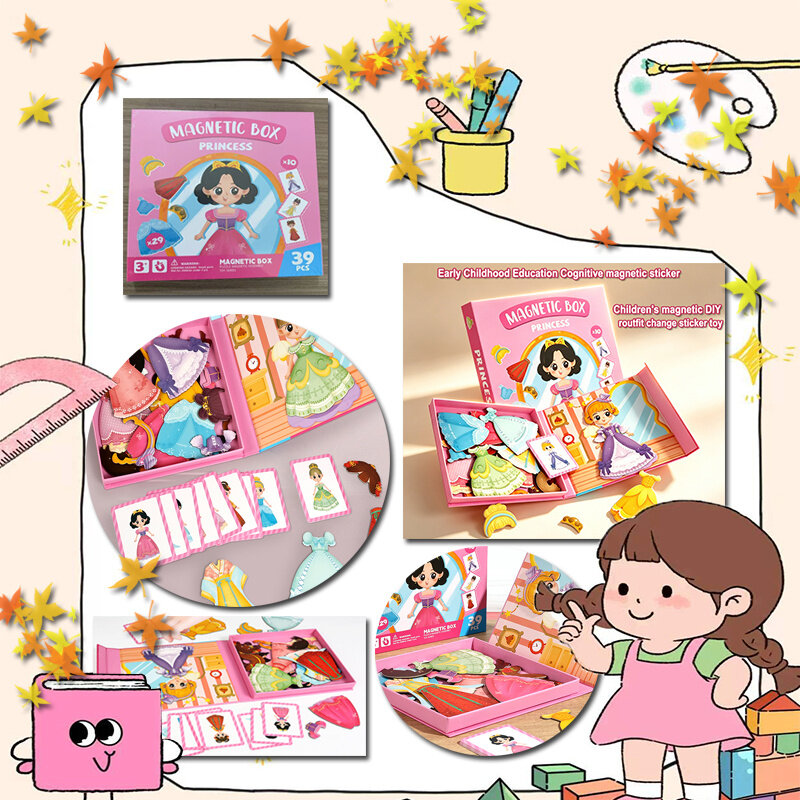 Магнитная книга для переодевания и обучения DIY, раннее развитие, пазлы, многоцветный дизайн, для школы и дома