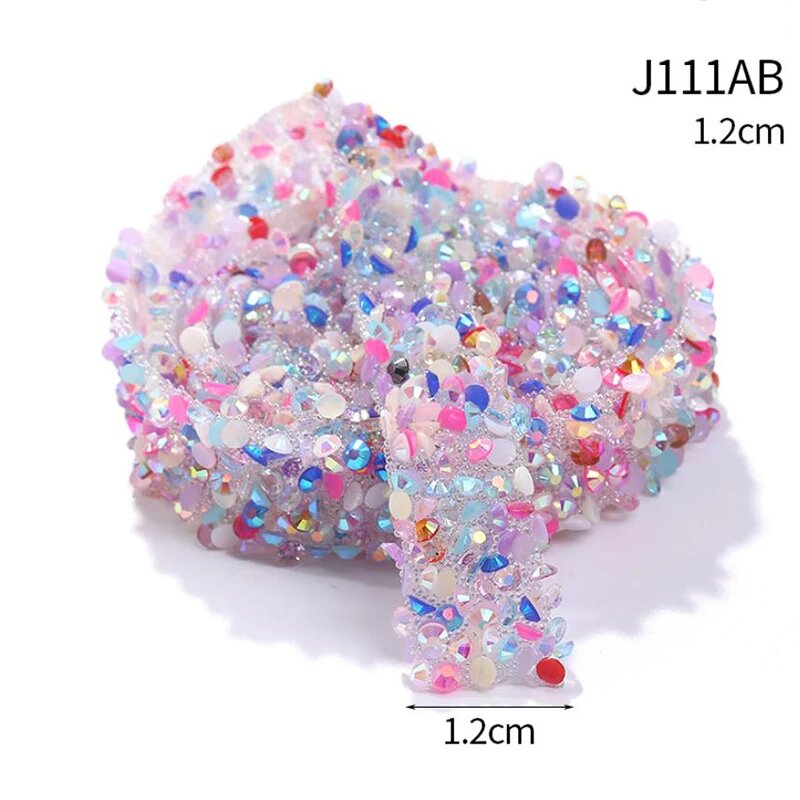 Самоклеящаяся лента со стразами J111AB, 1,2 см