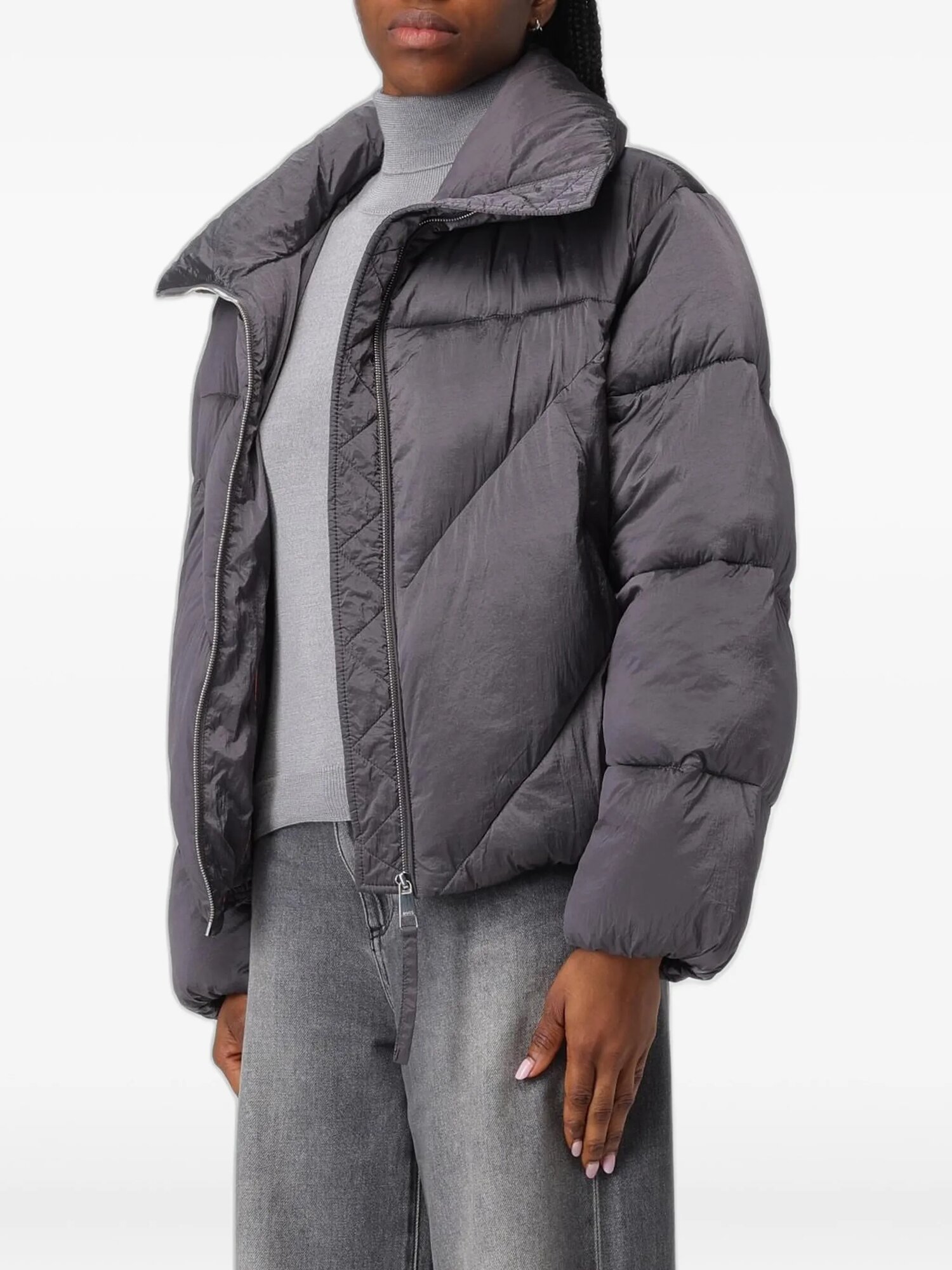 Куртка BOSS Quilted high-neck jacket, размер 42, purple — фото 1