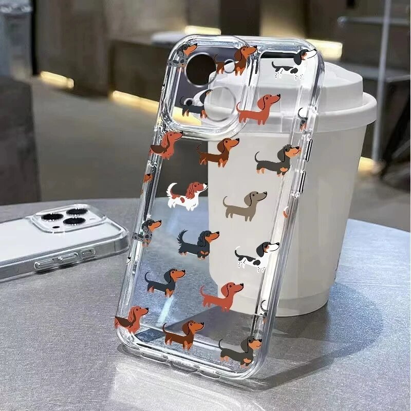 Чехол для Samsung Galaxy S24 FE с таксами, прозрачный силикон
