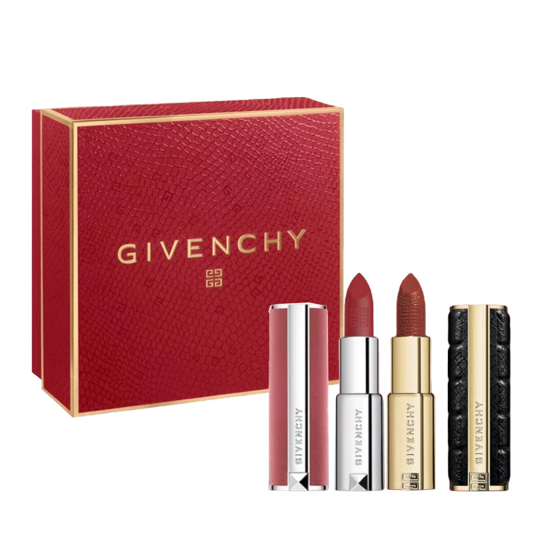 Givenchy Подарочный набор из 2-х губных помад женский Python Print Red Gold Lipstick Matte Easy to blend, 3.2г+3.4г