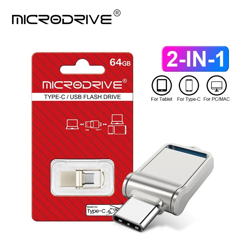 USB-накопитель 2-в-1 OTG USB C 16GB 32GB 64GB 128GB, флеш-накопитель USB-C и USB 2.0 Type-C для ноутбуков/планшетов