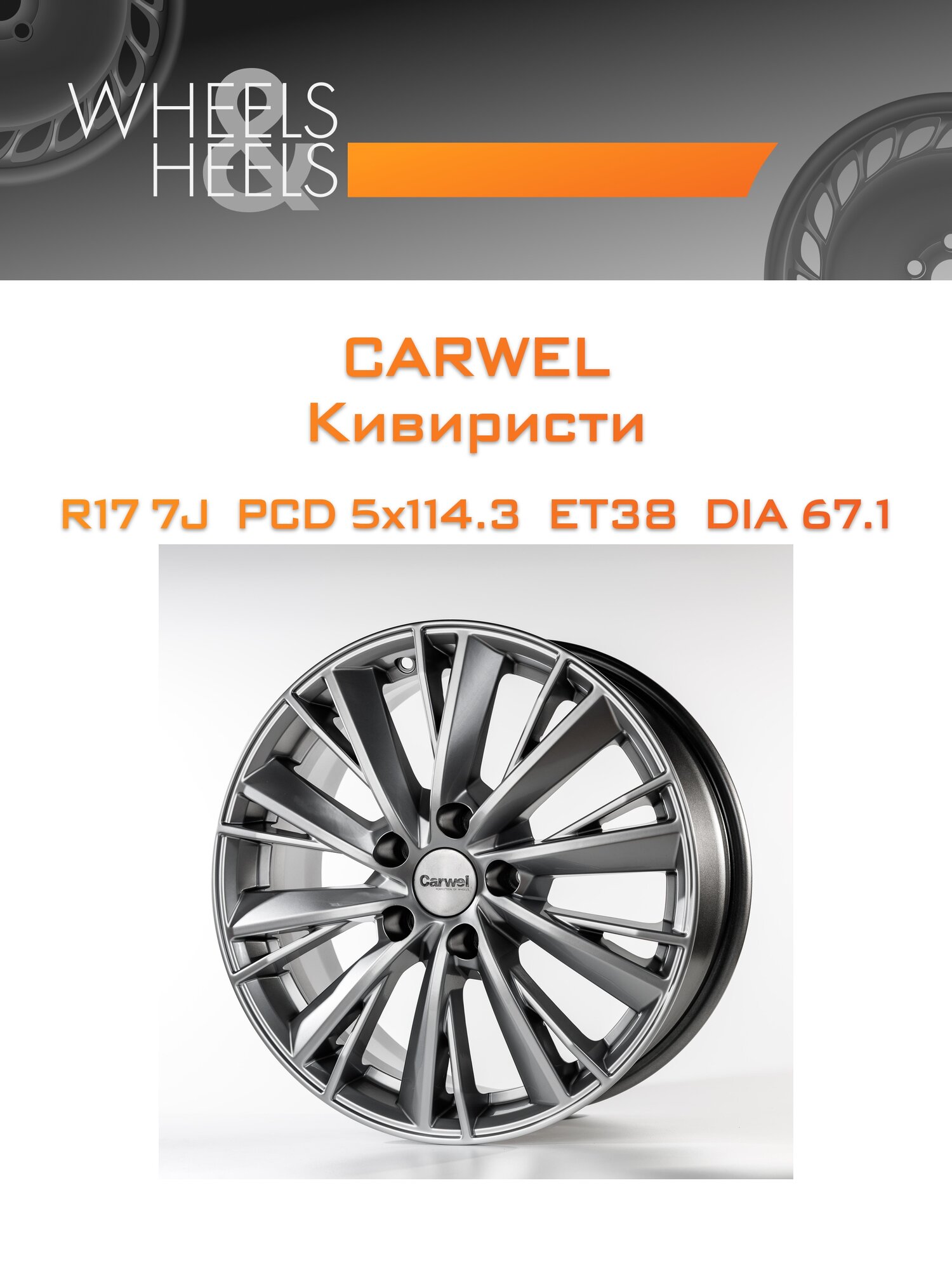 Диск автомобильный литой Carwel Кивиристи 17x7 5x114.3 et38 dia67.1 Серебристый