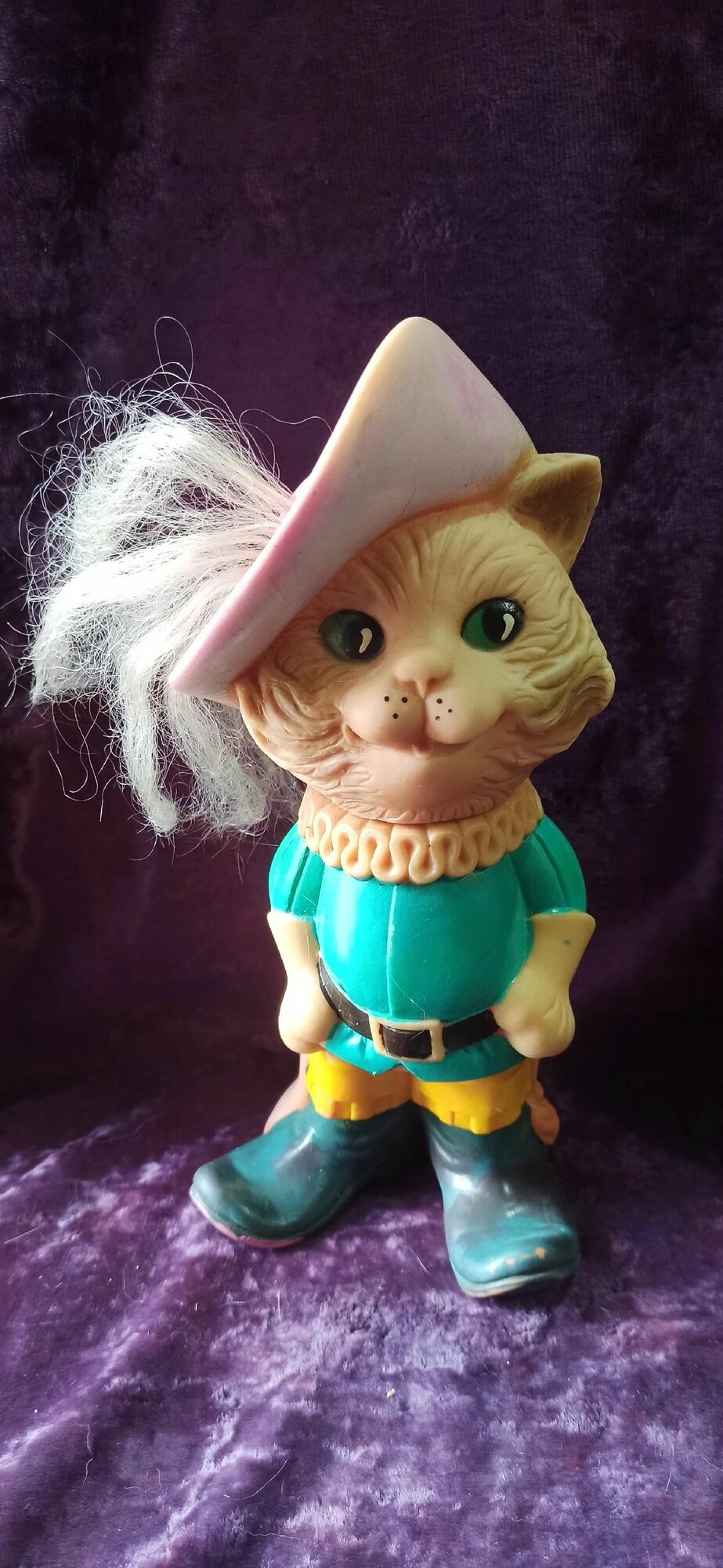Винтажная советская резиновая игрушка кот в сапогах, 25 см
