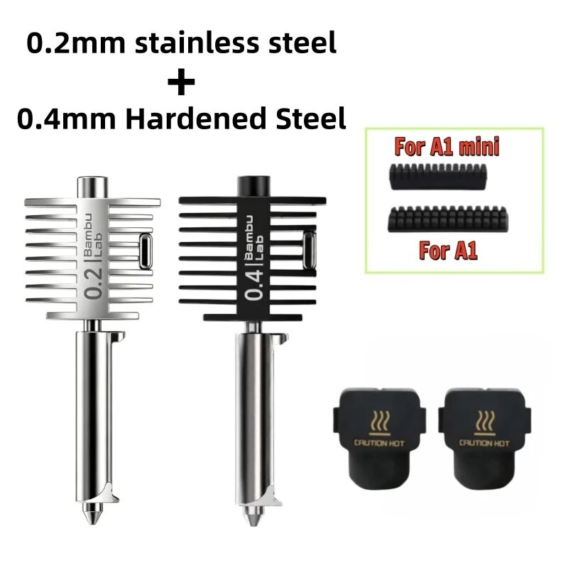 Оригинальная форсунка Bambu Lab A1/A1mini 0.2/0.4/0.6/0.8 мм HS 24-Hotend-Wiper