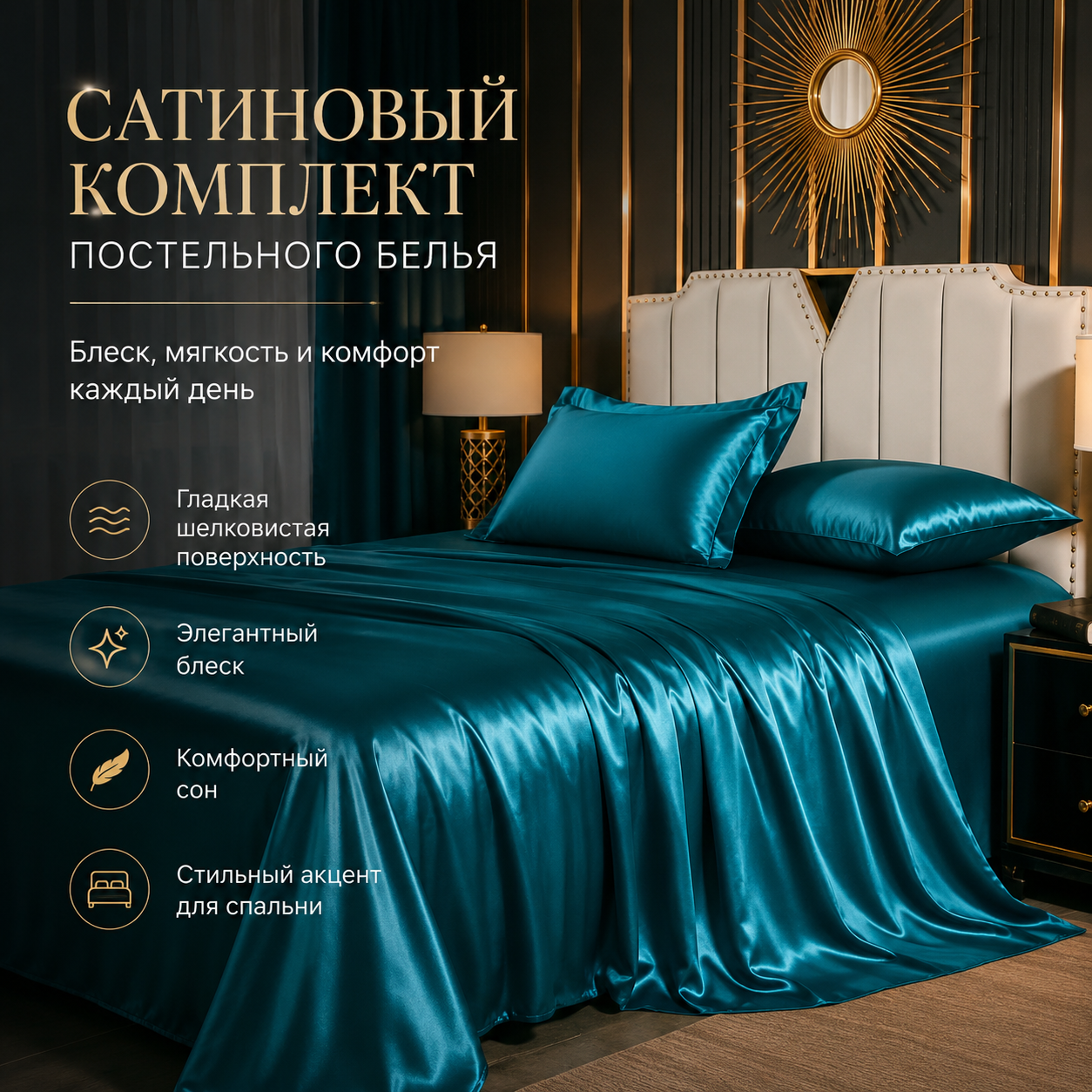 Комплект постельного белья, Сатин, наволочки 48x74，покрывало для одеяла200x230, простыня 230x245