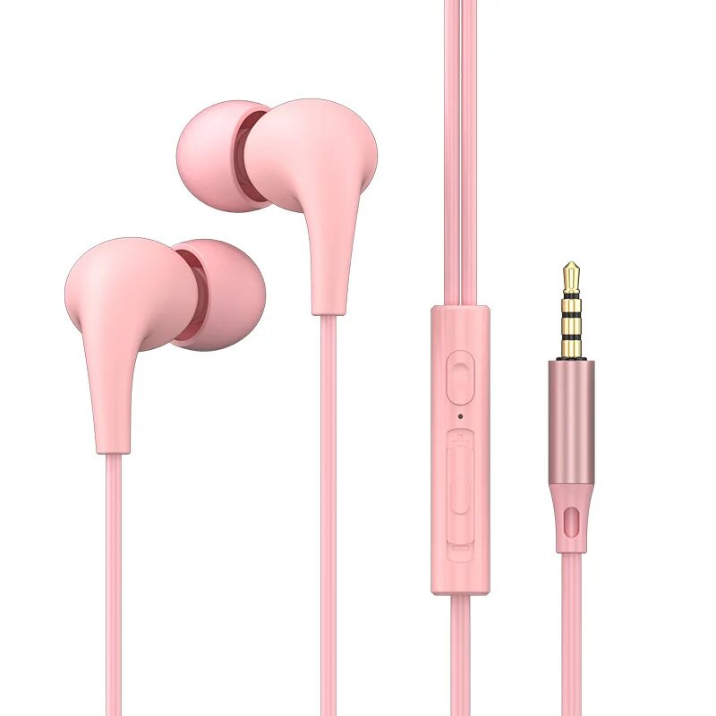 Розовые проводные наушники 3.5mm Pink