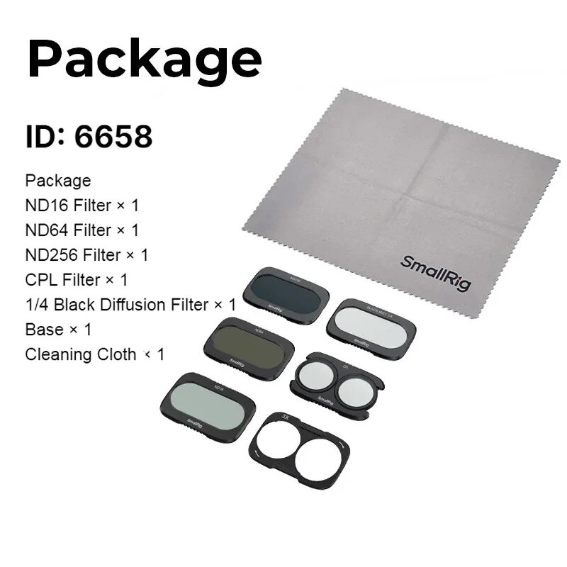 SmallRig набор фильтров ND16/ND64/ND256 CPL 1/4, черный 6658