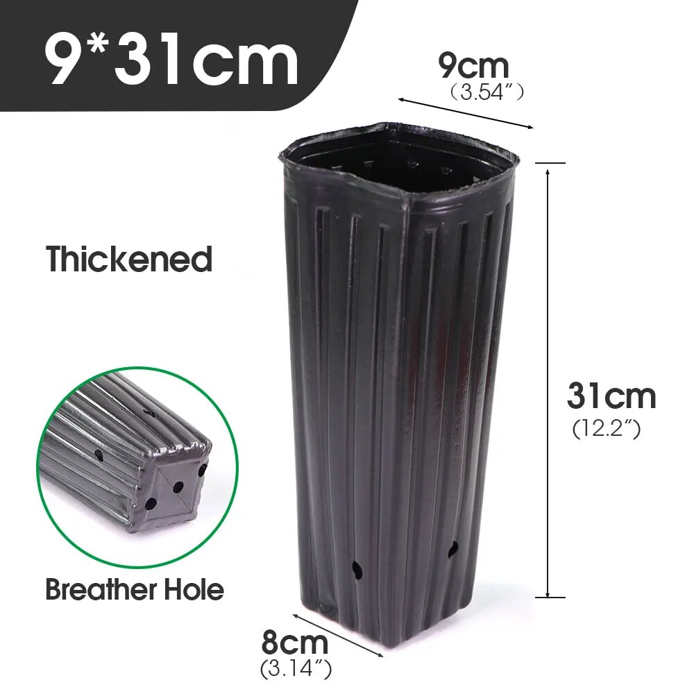 Черные горшки для рассады 9*31см, 10 шт