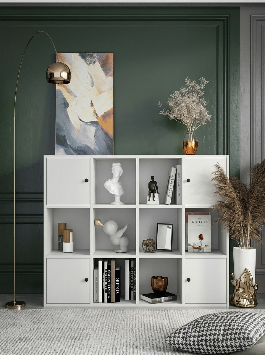 Стеллаж-комод Билли Айден 1 Белый Фасадный 0101 NEW 128x30x97 см, GOODFORM