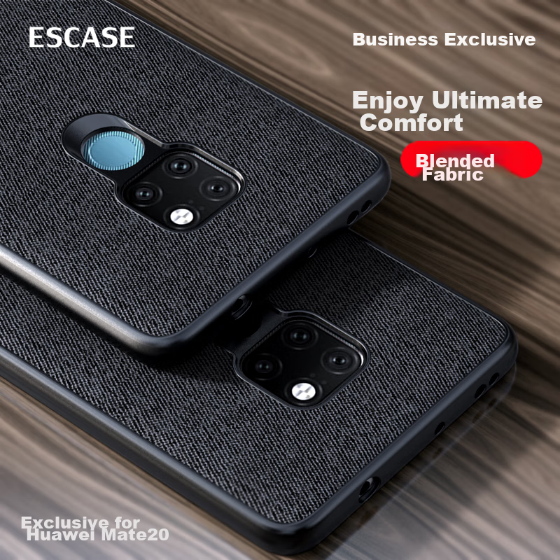 ESCASE чехол для Huawei Mate20 - деловой стиль, силиконовая мягкая оболочка темно-черного цвета, полное покрытие,