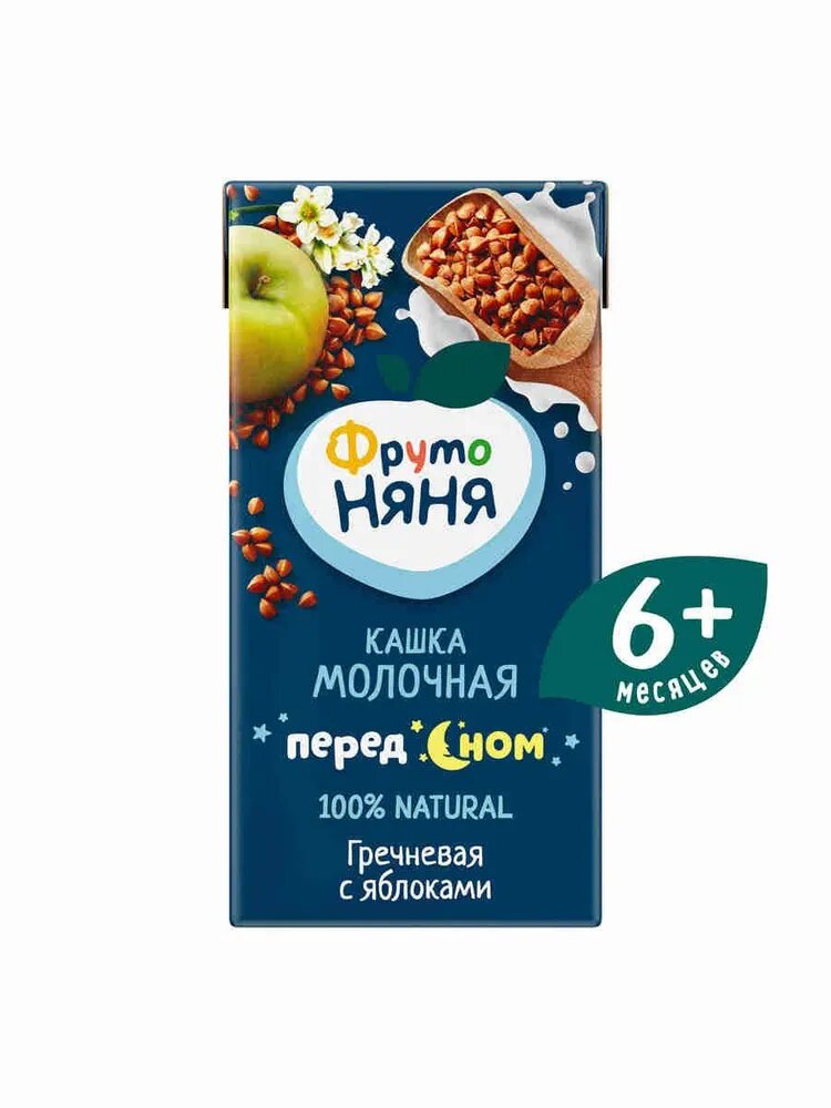 Каша детская жидкая молочная ФрутоНяня гречневая с яблоком с 6 месяцев, 200 мл
