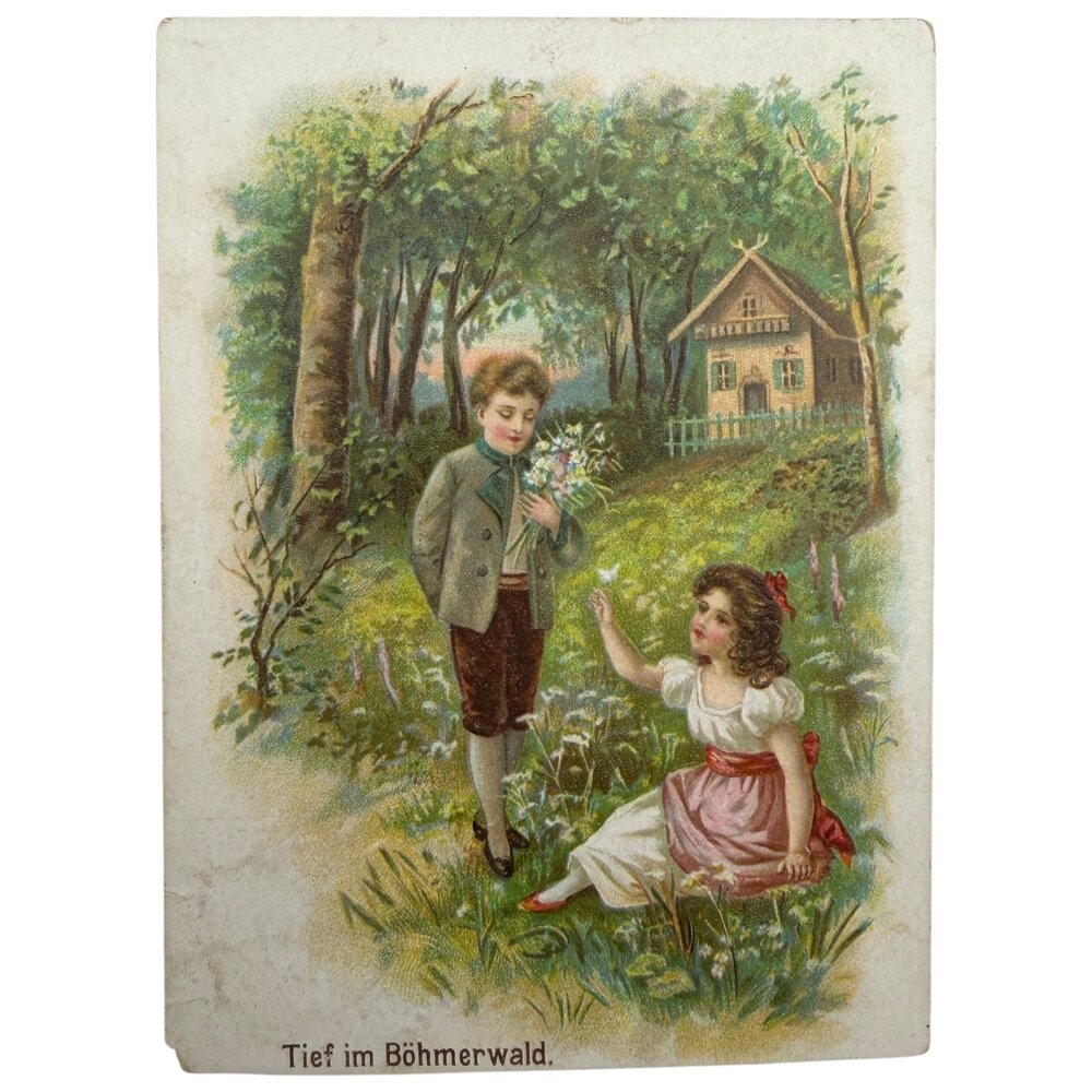 Почтовая открытка "Глубоко в Богемском лесу" 1900-1904 гг. Германская Империя