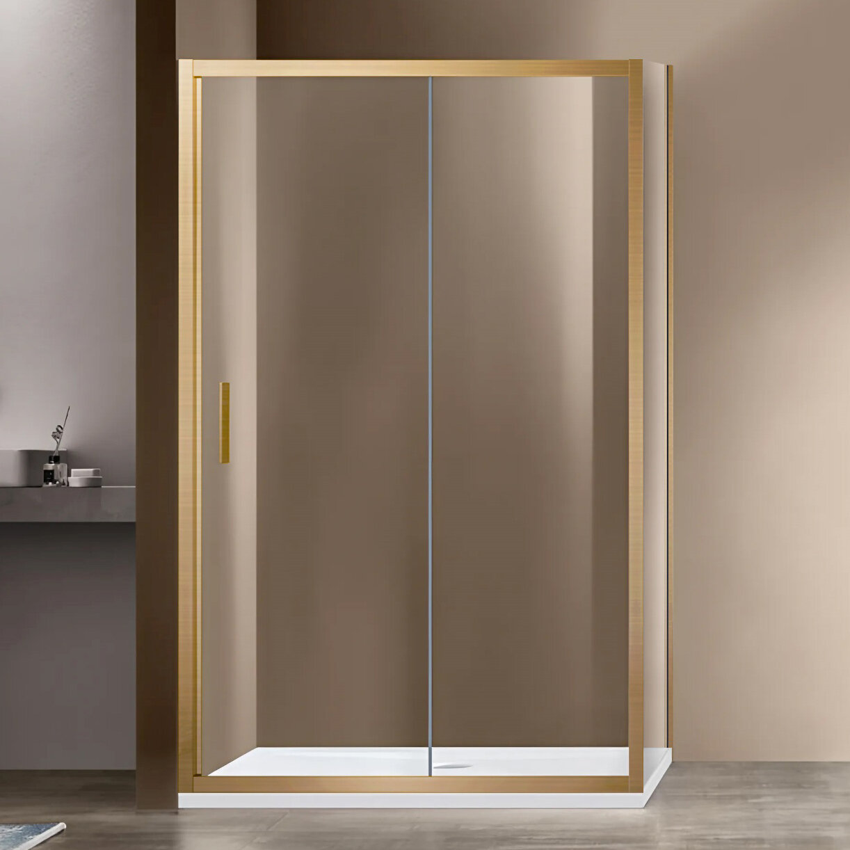 Душевой уголок Vincea Garda VSR-1G9014CLG 140х90, профиль брашированное золото, стекло прозрачное