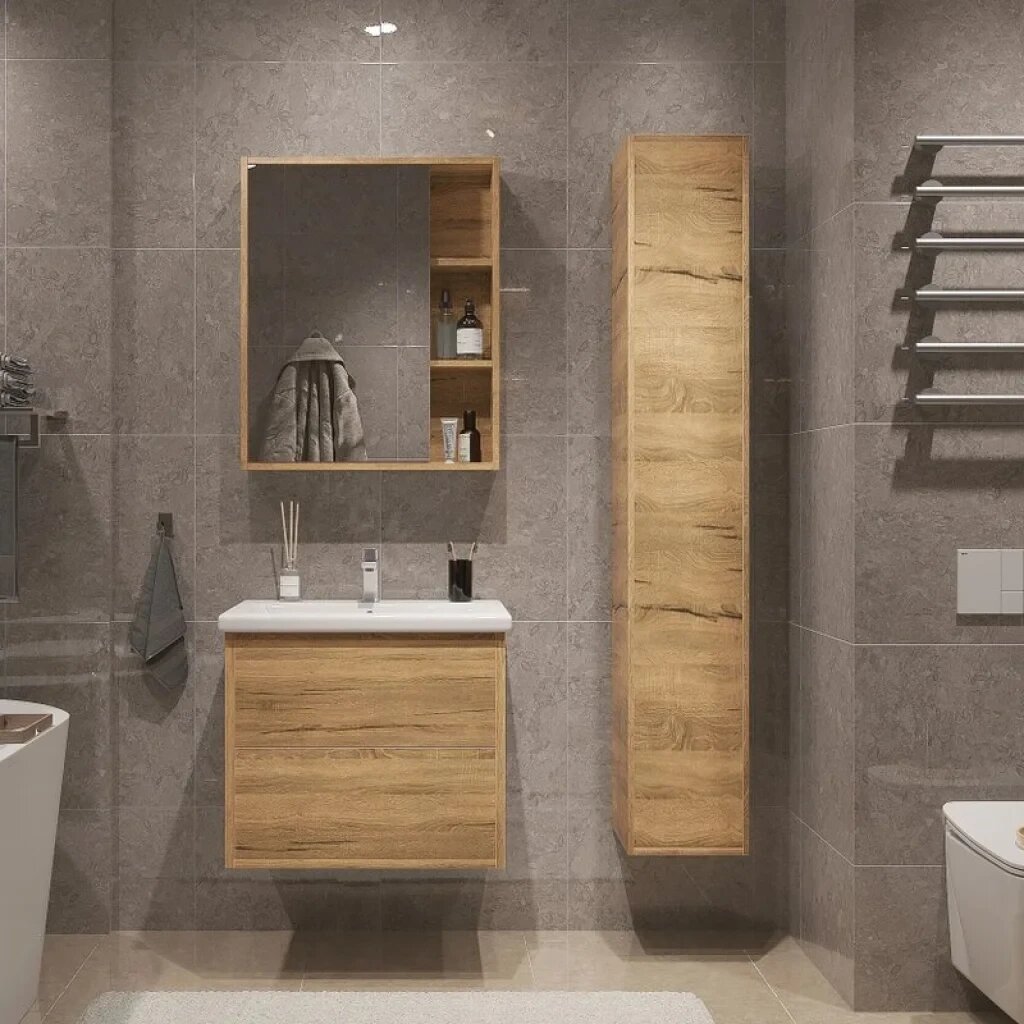 Мебель для ванной комнаты SanStar Siva 50 дуб вотан, раковина Фостер 50