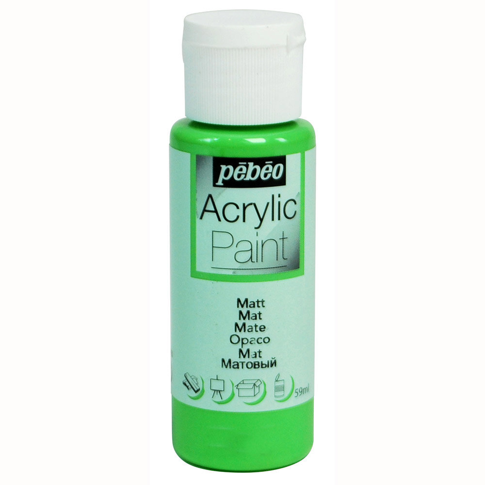 Краска акриловая Pebeo Acrylic Paint, декоративная, матовая, 59 мл, зеленое яблоко