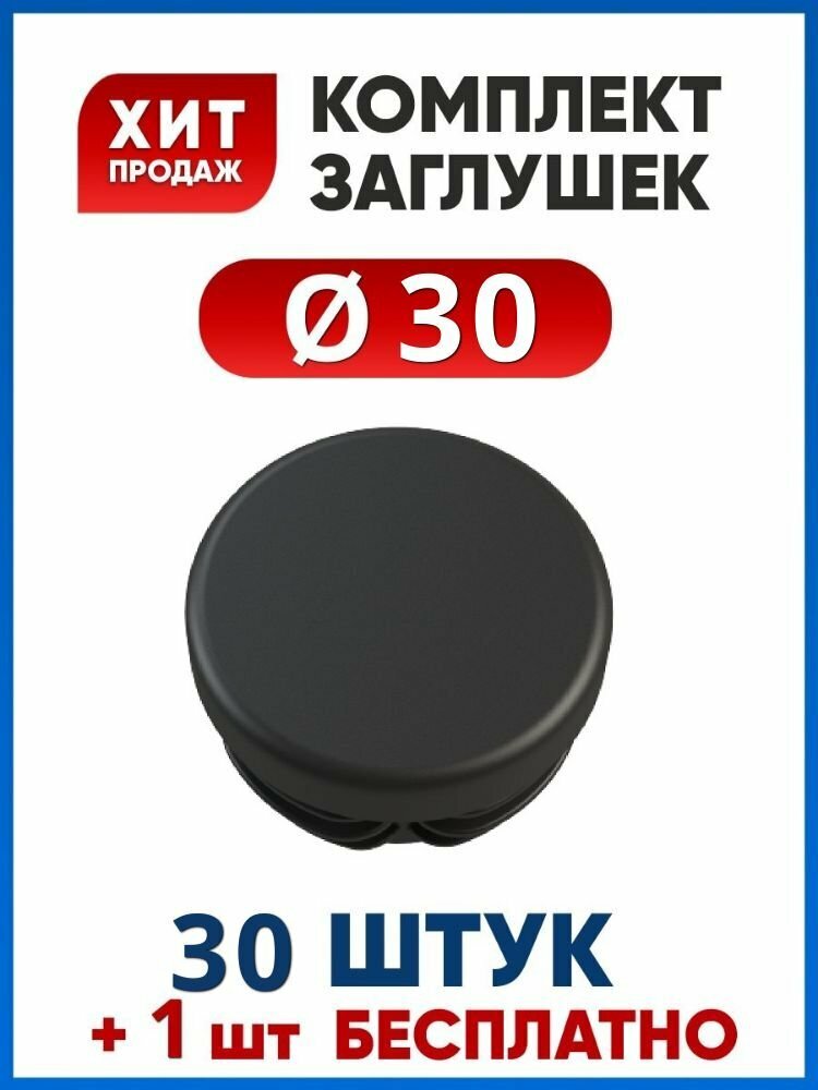 Заглушка 30 пластиковая для круглой трубы (30+1 шт.)
