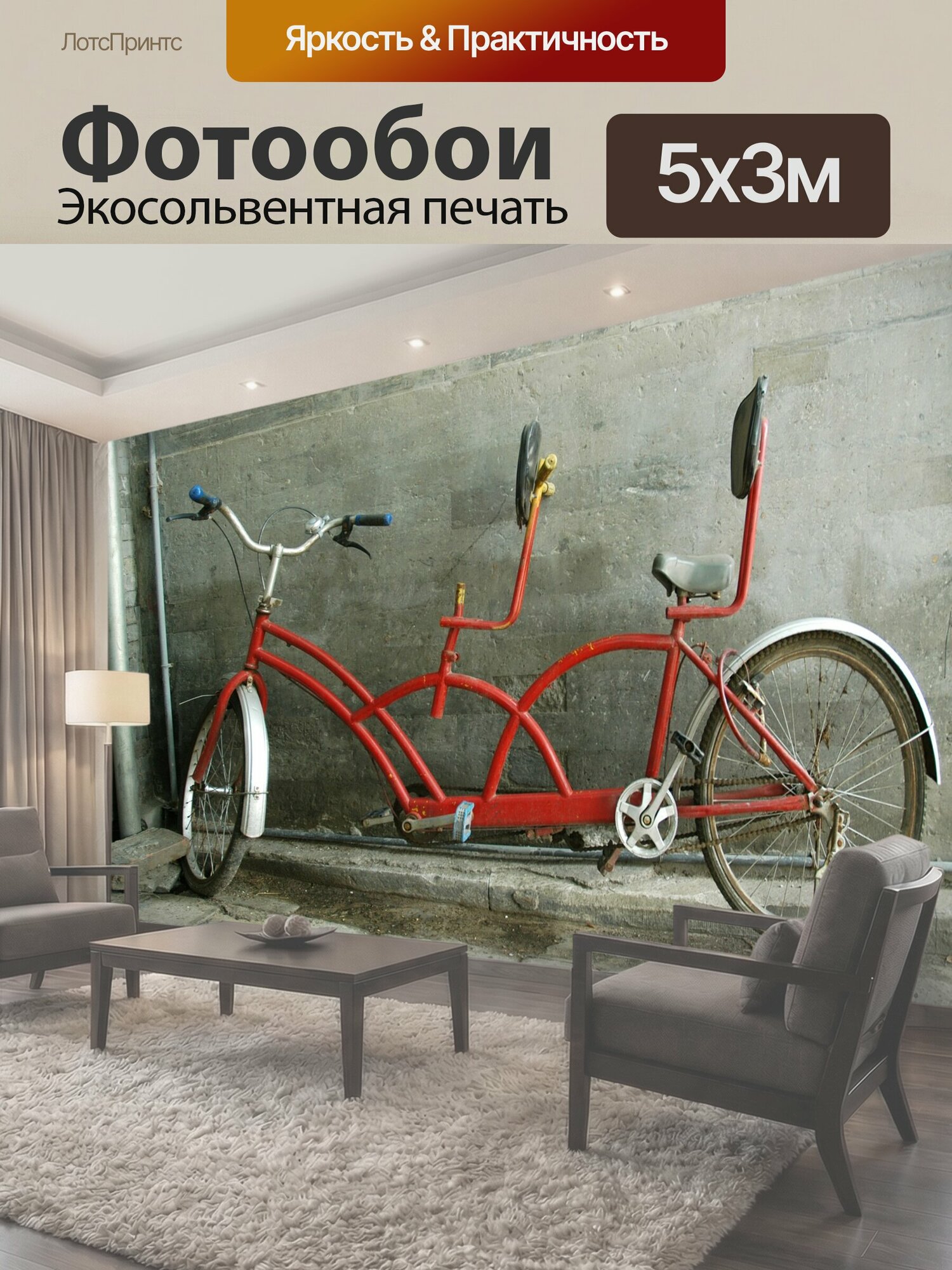 Фотообои "Тандем, велосипед, кататься на велосипеде" 500x300 см. экосольвентная печать