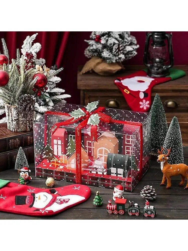 Коробка для Advent календаря Новый Год, 24 шт, бумага, 79x119x12 см, зеленый, хаки, белый