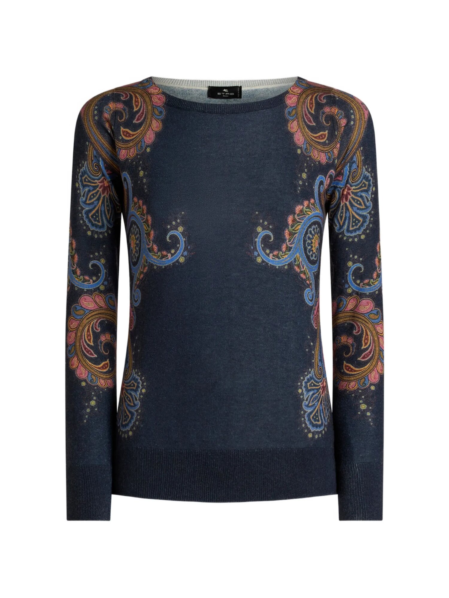 Свитер Silk and cashmere sweater with placed paisley print