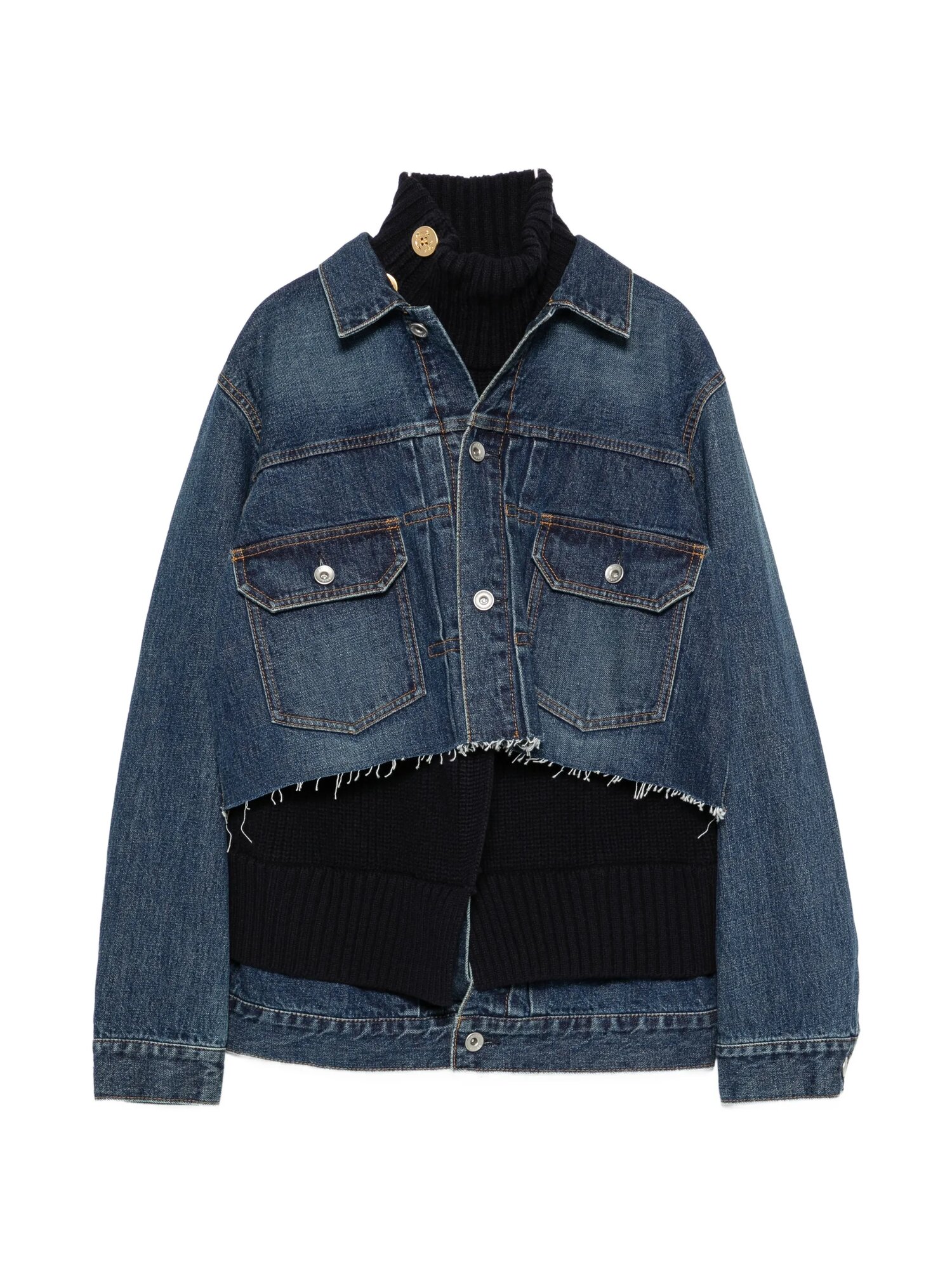 Куртка Raw-cut knit-panelled denim jacket
