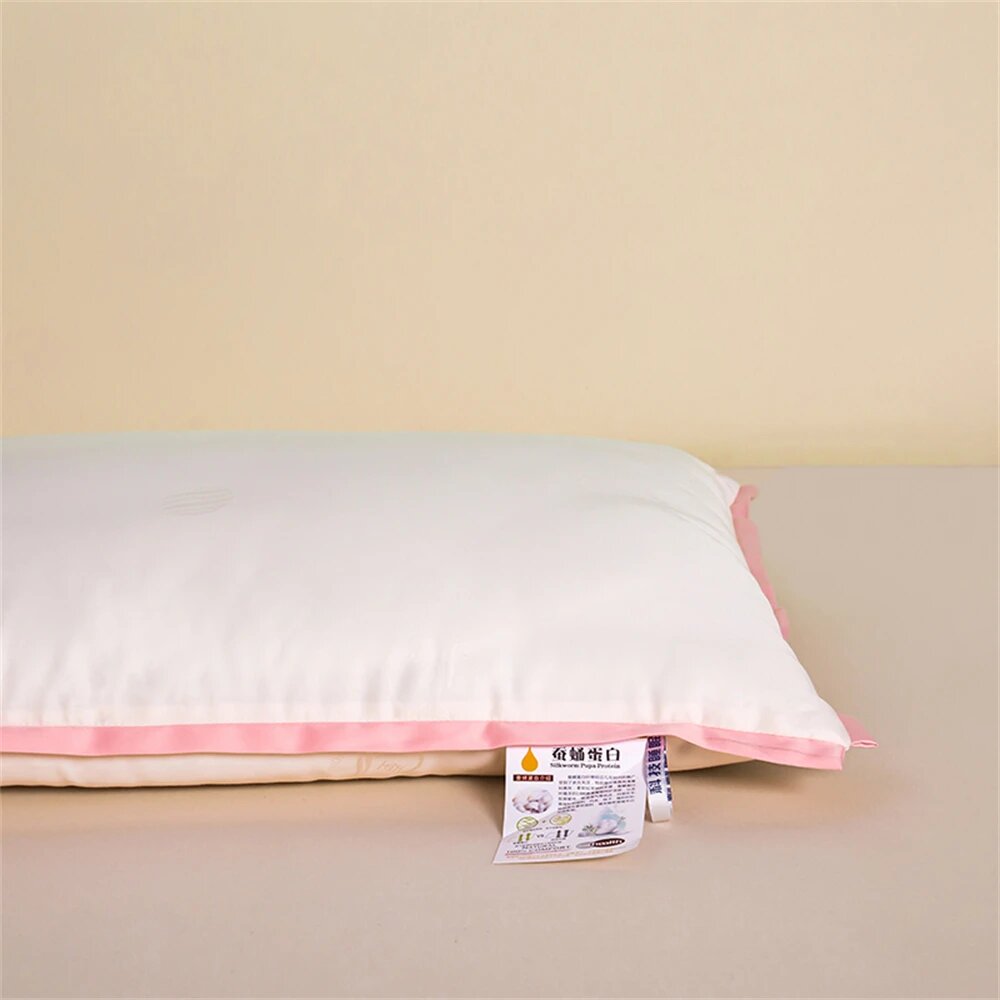 Liv-Esthete Розовая шелковая подушка King Queen White 1PCS