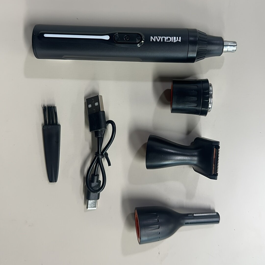 Триммер мужской 4-в-1 для усов, носа, бороды, бровей и тела с USB-зарядкой, черный