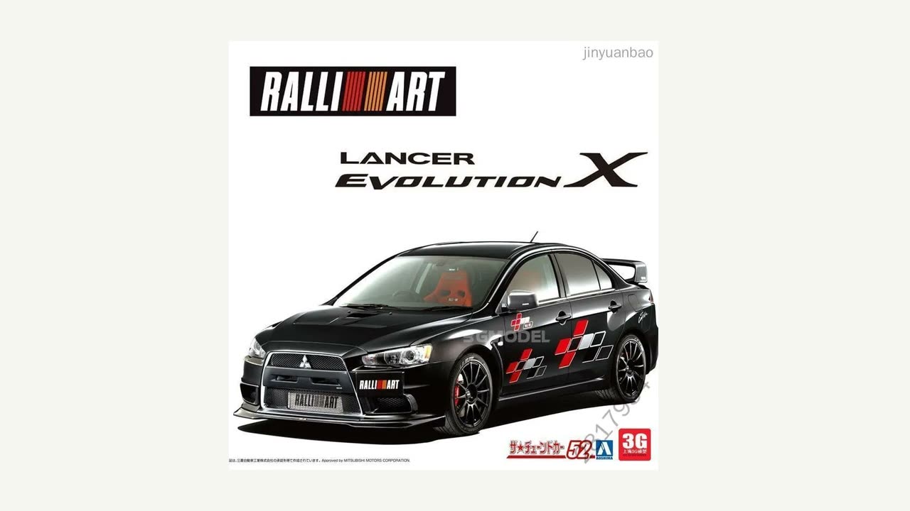 Сборная модель AOSHIMA 1/24 Mitsubishi Lancer Evolution X (черный матовый) для взрослых, конструктор — фото 1