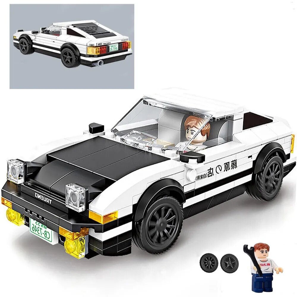 Конструктор машины Toyota AE86 Initial D с минифигуркой, модель для сборки для детей 7+, коллекционная игрушка