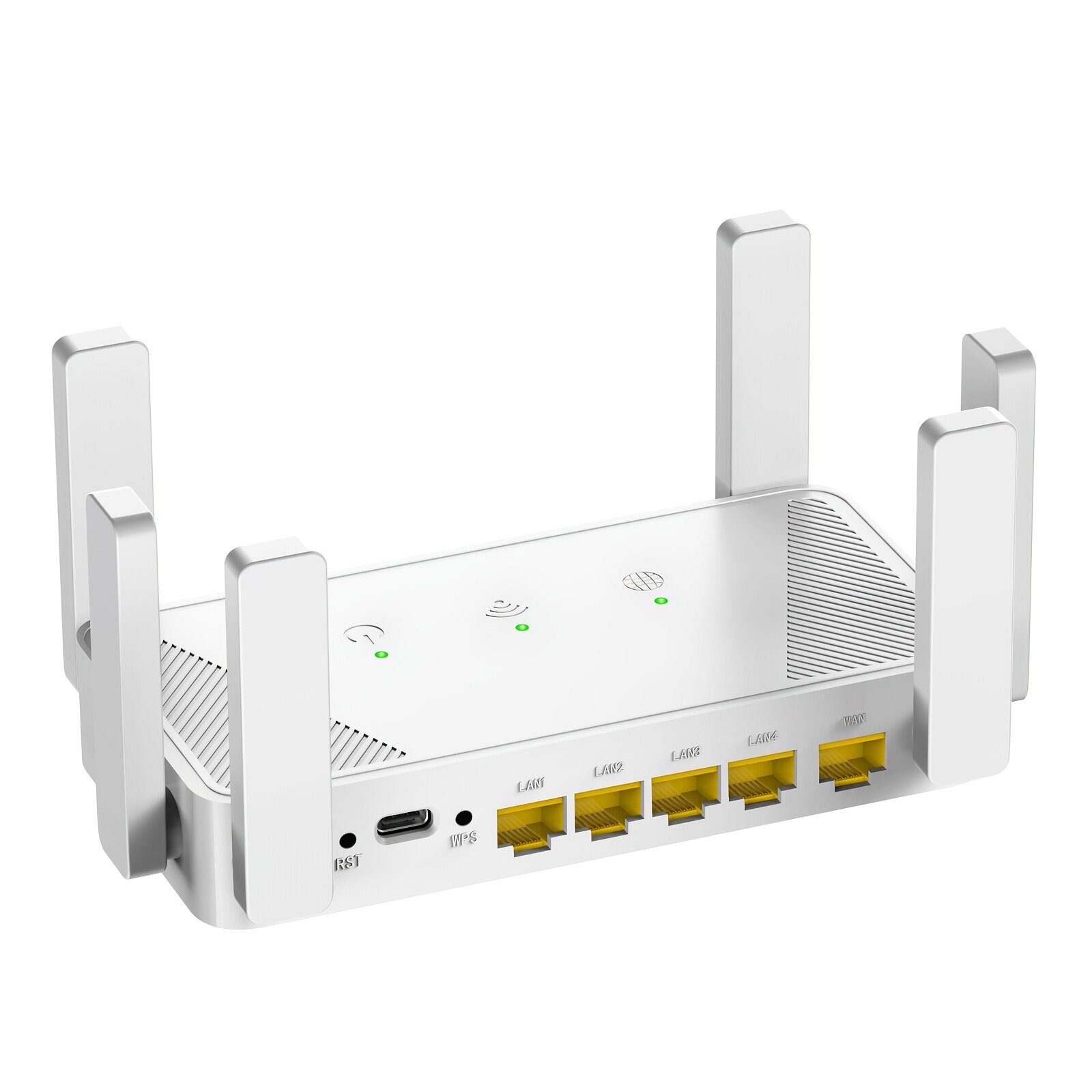 Беспроводной WiFi роутер с 6 антеннами, портативный настольный, дальность 300 м, 1 WAN + 4 LAN, поддержка режимов: репитер, точка доступа, роутер, Dial-Up, белый