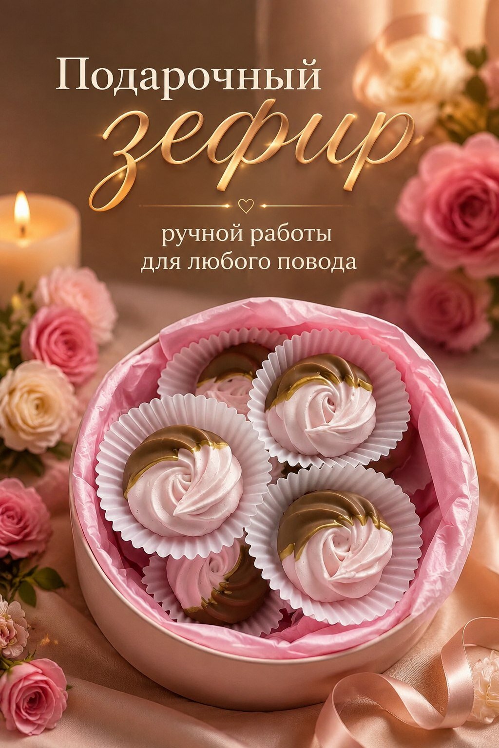 Подарочный зефир "Ягодный в шоколаде", ручная работа, изысканный вкус