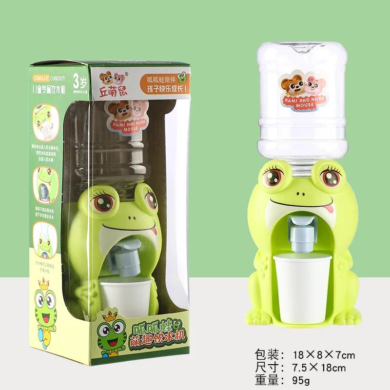 Детский мини-дозатор для воды MOONBIFFY Зеленый, Frog-7.5x18cm
