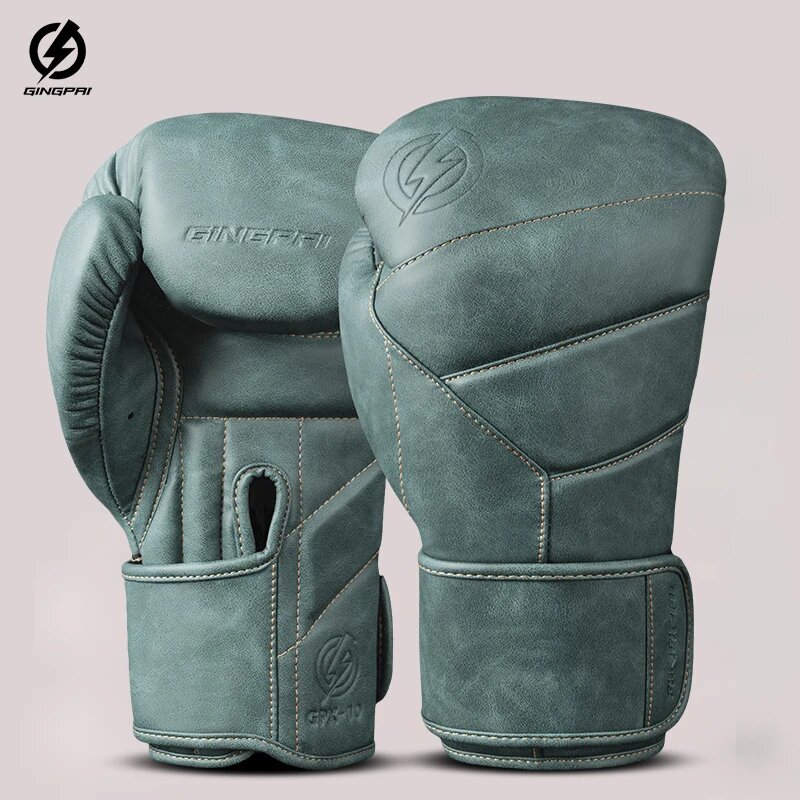 Боксерские перчатки GINGPAI для взрослых 12oz, Изумрудный, NLFGCX Green