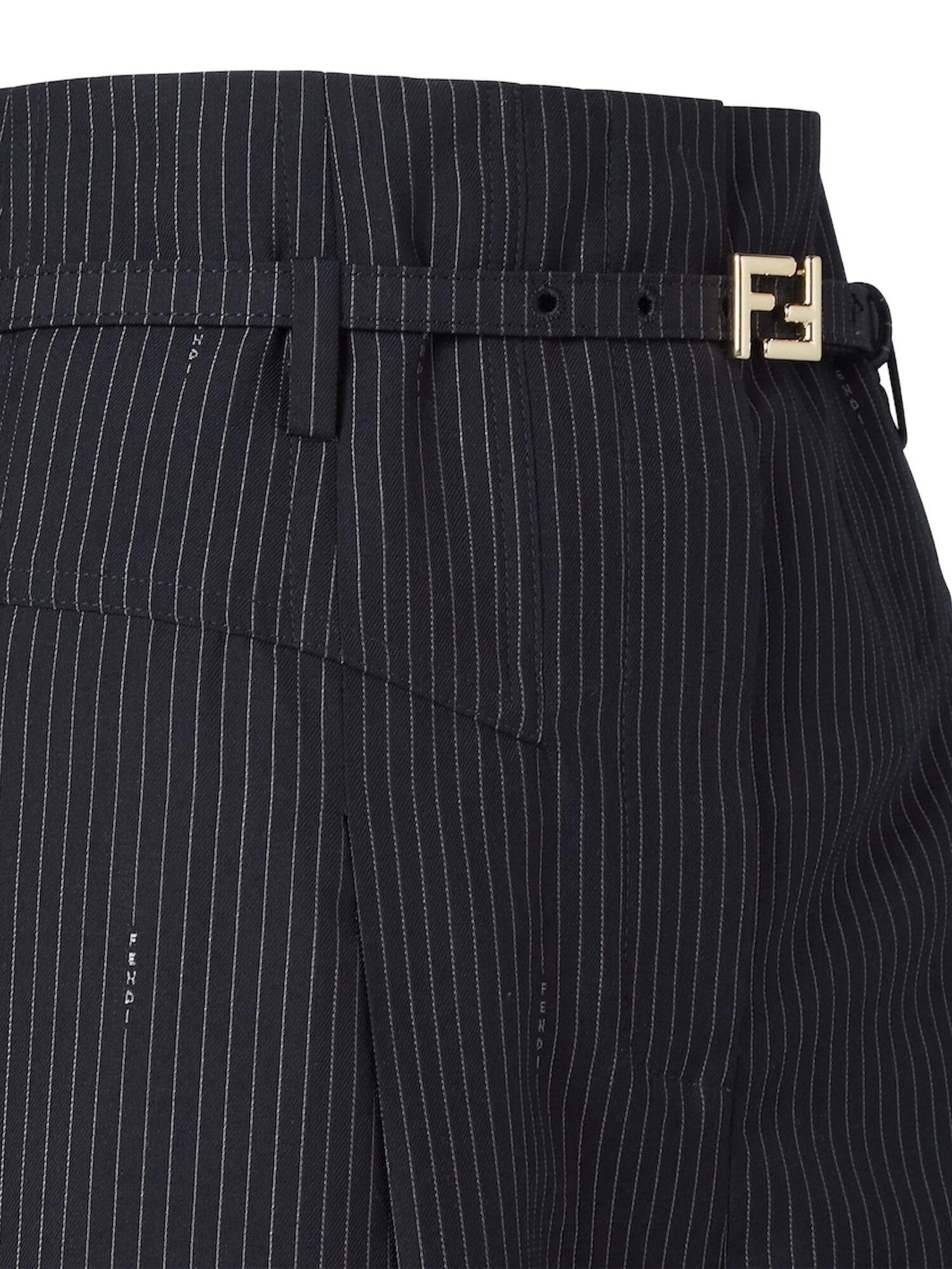 Брюки FENDI Black pinstriped wool trousers, размер 42 — фото 1