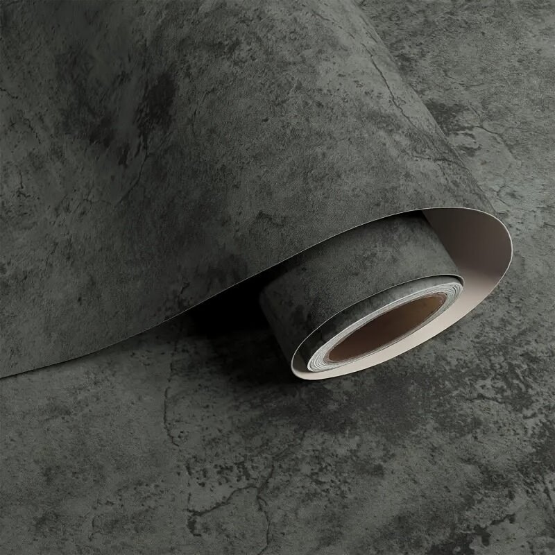 Самоклеящиеся виниловые обои Vintage Cement Gray, темный цементно-серый, 15.75 дюймов × 118.11 дюймов
