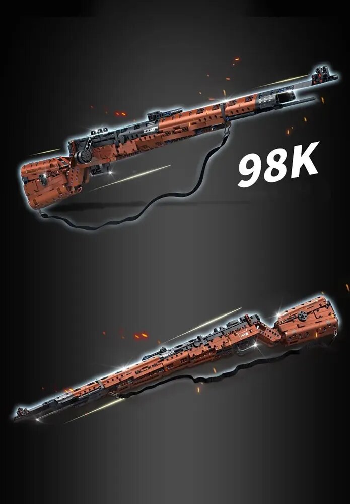 Конструктор винтовка 98K, масштабная модель Mauser Kar98k, стреляющий, 1206 деталей, военная серия, для сборки, подарок для мальчика