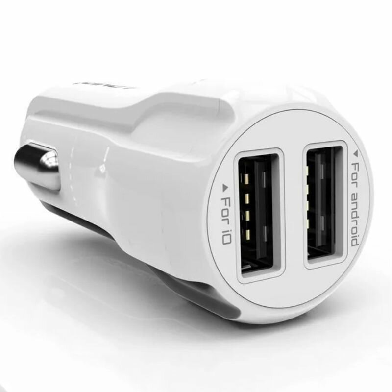 Зарядное устройство автомобильное 5V 3.4A, 2 USB порта, кабель micro USB