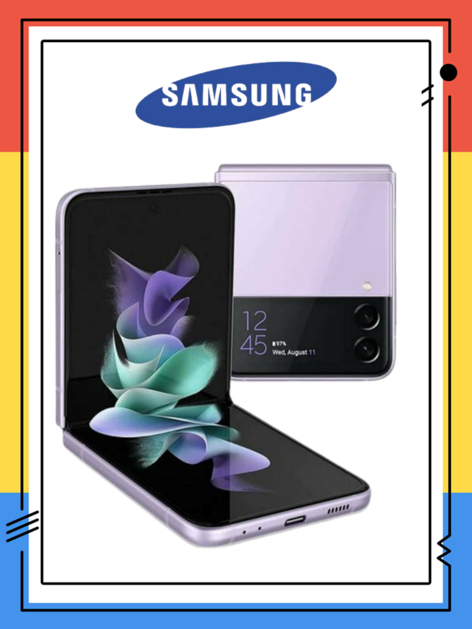 Смартфон Samsung Galaxy Z Flip 3 5G, 8ГБ+256ГБ, 1 nano SIM, Пурпурный