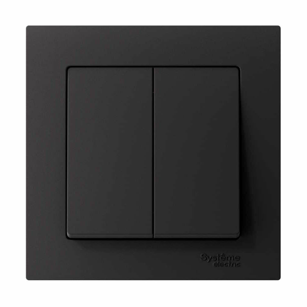 2-клавишный выключатель Systeme Electric ATLASDESIGN сх.5, 10АХ, в сборе, быстрозажим. клем, Карбон ATN001052S