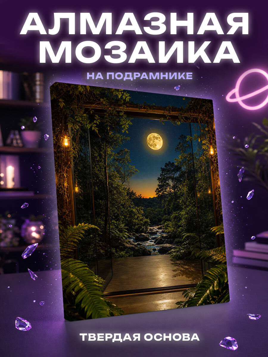 Алмазная мозаика Лунное окно уссурийской тайги