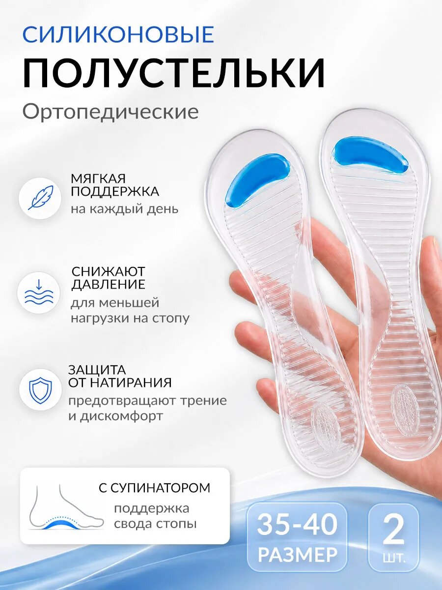 Силиконовые стельки для обуви на каблуке от скольжения, прозрачные