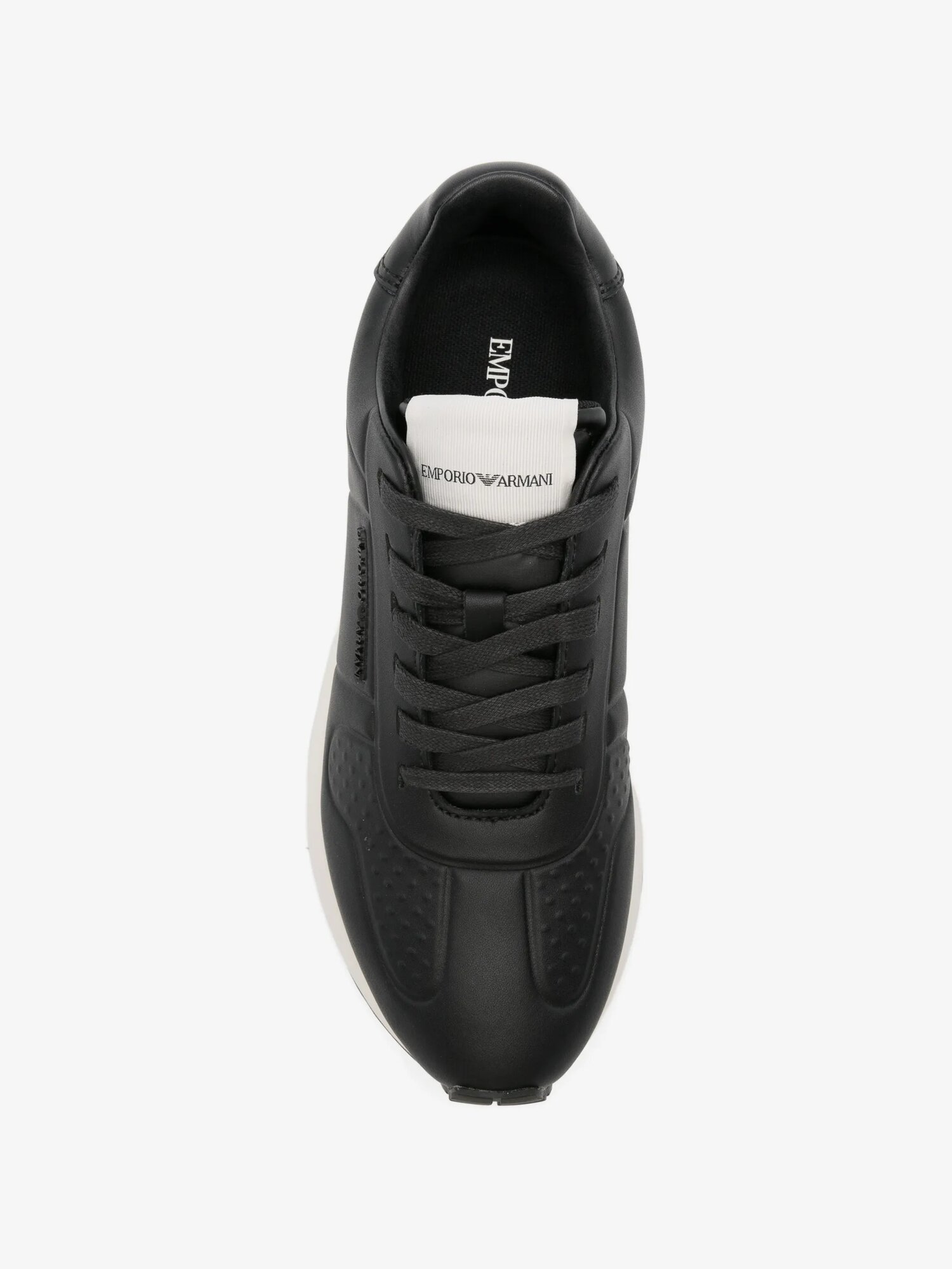 Кроссовки EMPORIO ARMANI Logo-plaque leather sneakers, размер 9, черный — фото 1