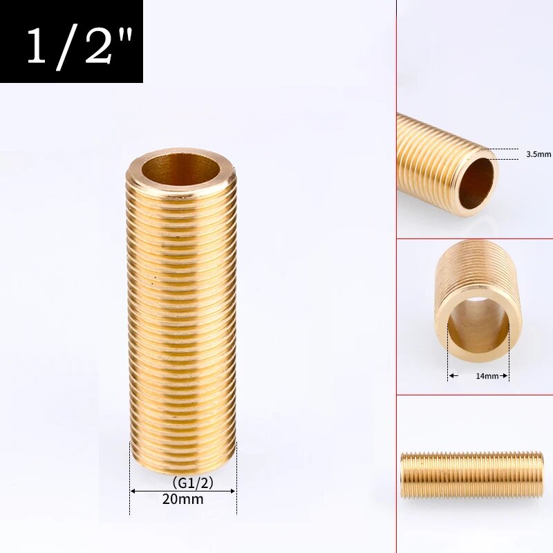Латунные полые ниппели BSP 1/2", длина 30-120 мм 60MM, 2 pcs
