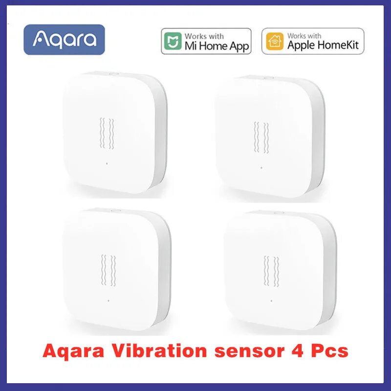 Датчик вибрации Aqara Smart с встроенным гироскопом Zigbee, датчик движения и удара, сигнализация, монитор безопасности умного дома для Xiaomi MI home — 4 штуки датчика удара