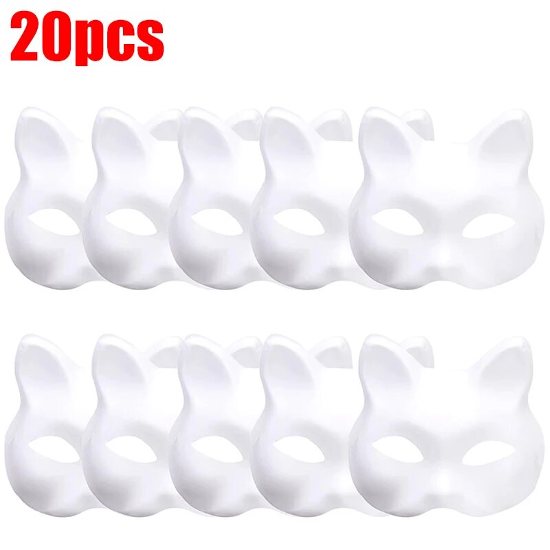 Белые маски кошки 20pcs